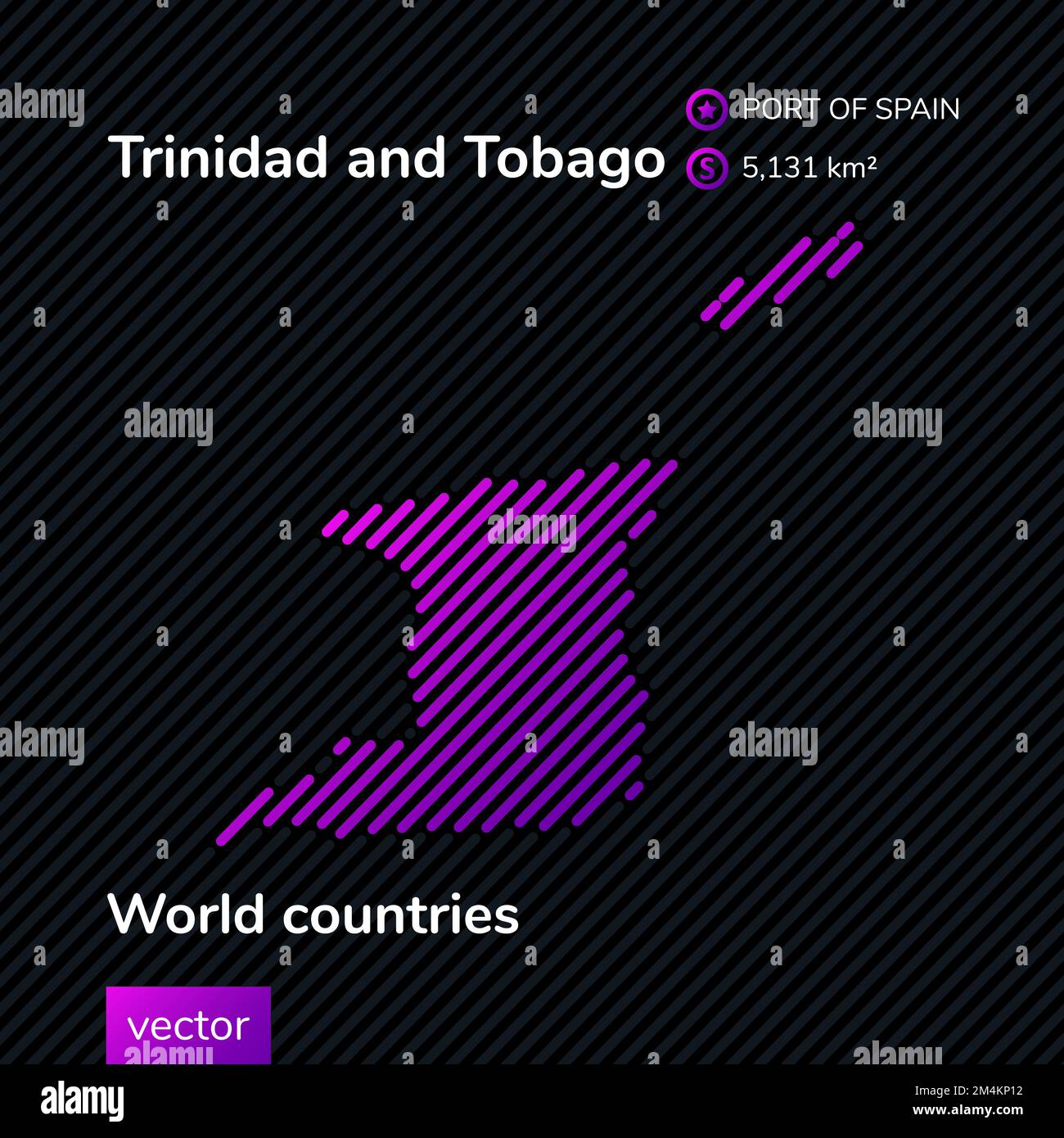 Vector creative digital neon flat map of Trinidad and Tobago with ...