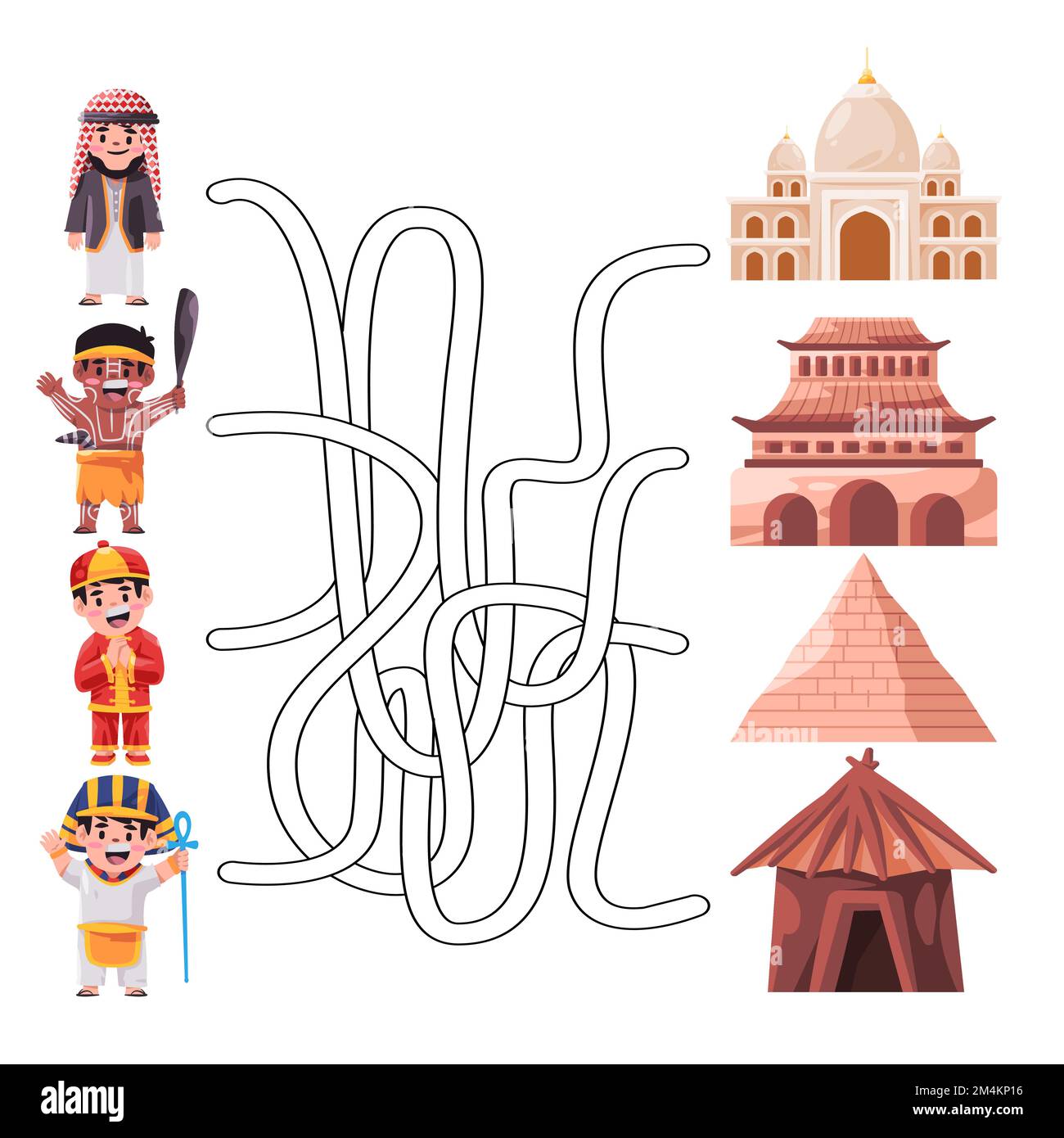 finding way maze illustration of character from many country and its ...
