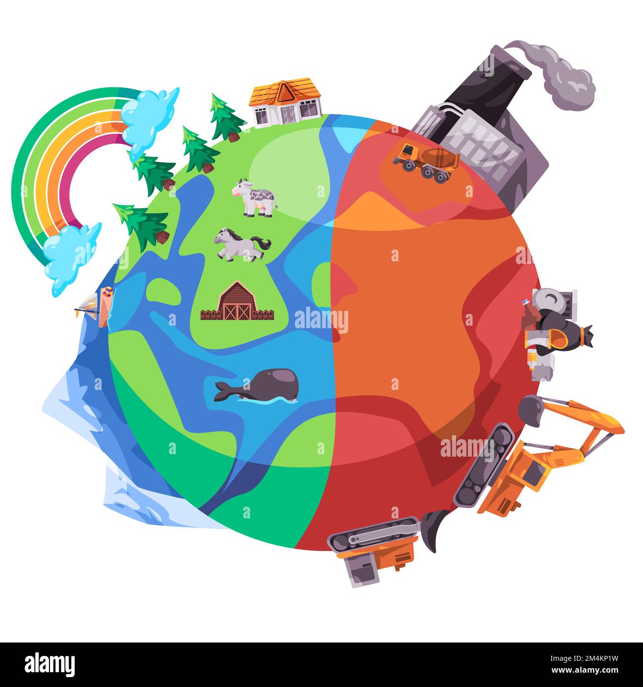 earth in destruction exploited planet compared to green ecological ...
