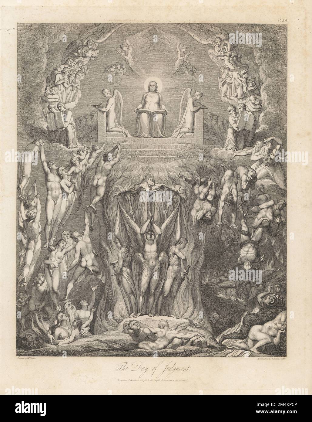 The Day of Judgment (Plate XII). God surrounded by a throng of angels ...