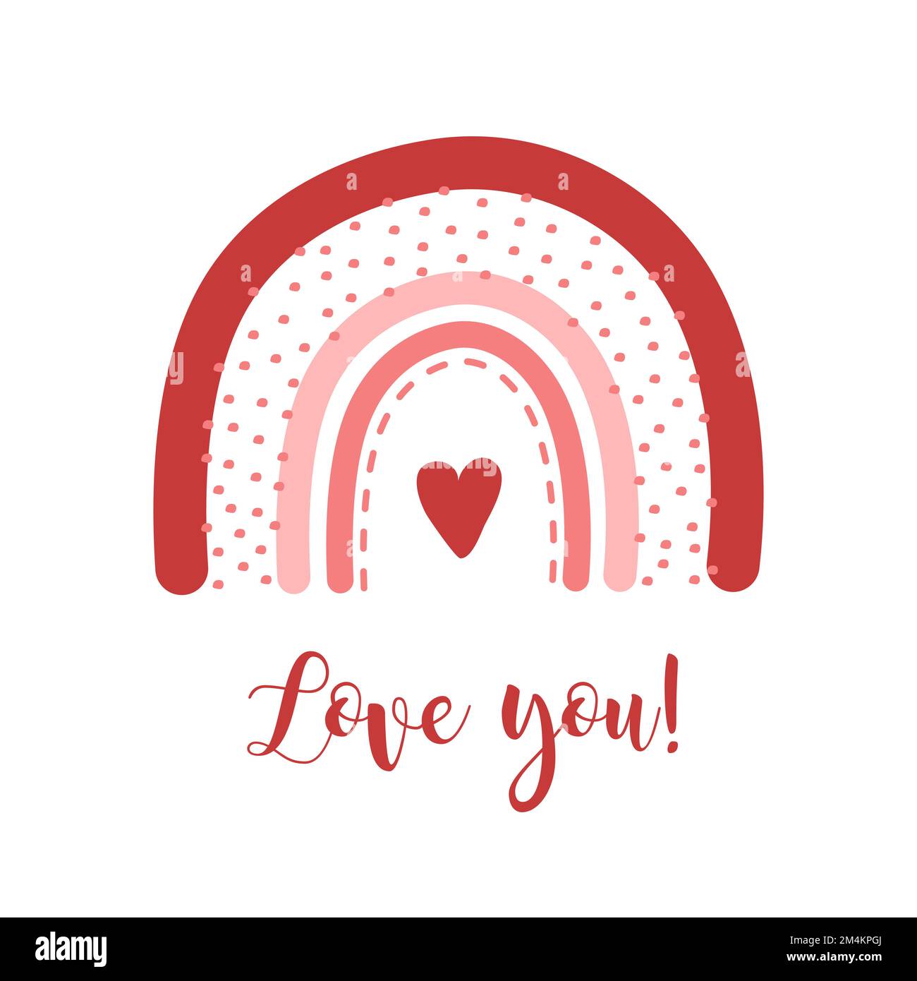 Valentines rainbow with hearts. Romantic element in boho style. Vector ...