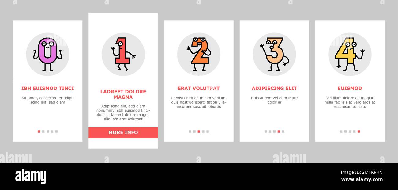 number character cute onboarding icons set vector Stock Vector Image ...