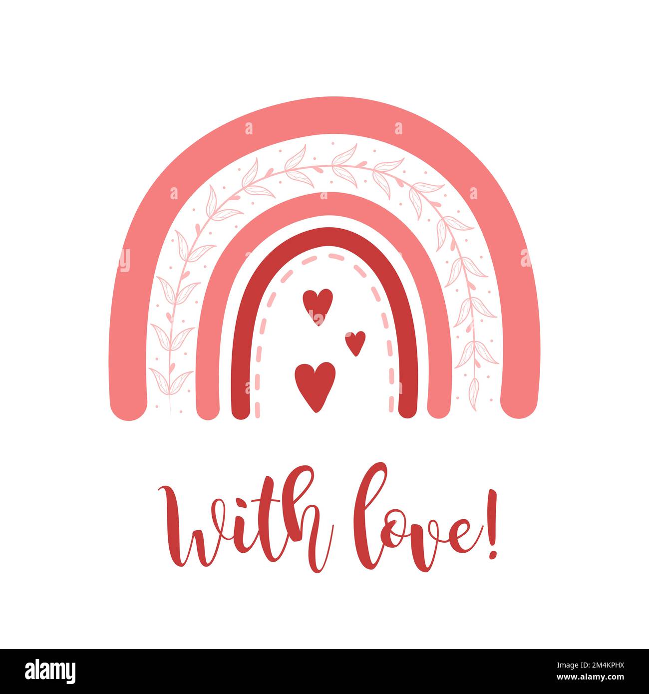 Valentines rainbow with hearts. Romantic element in boho style. Vector ...