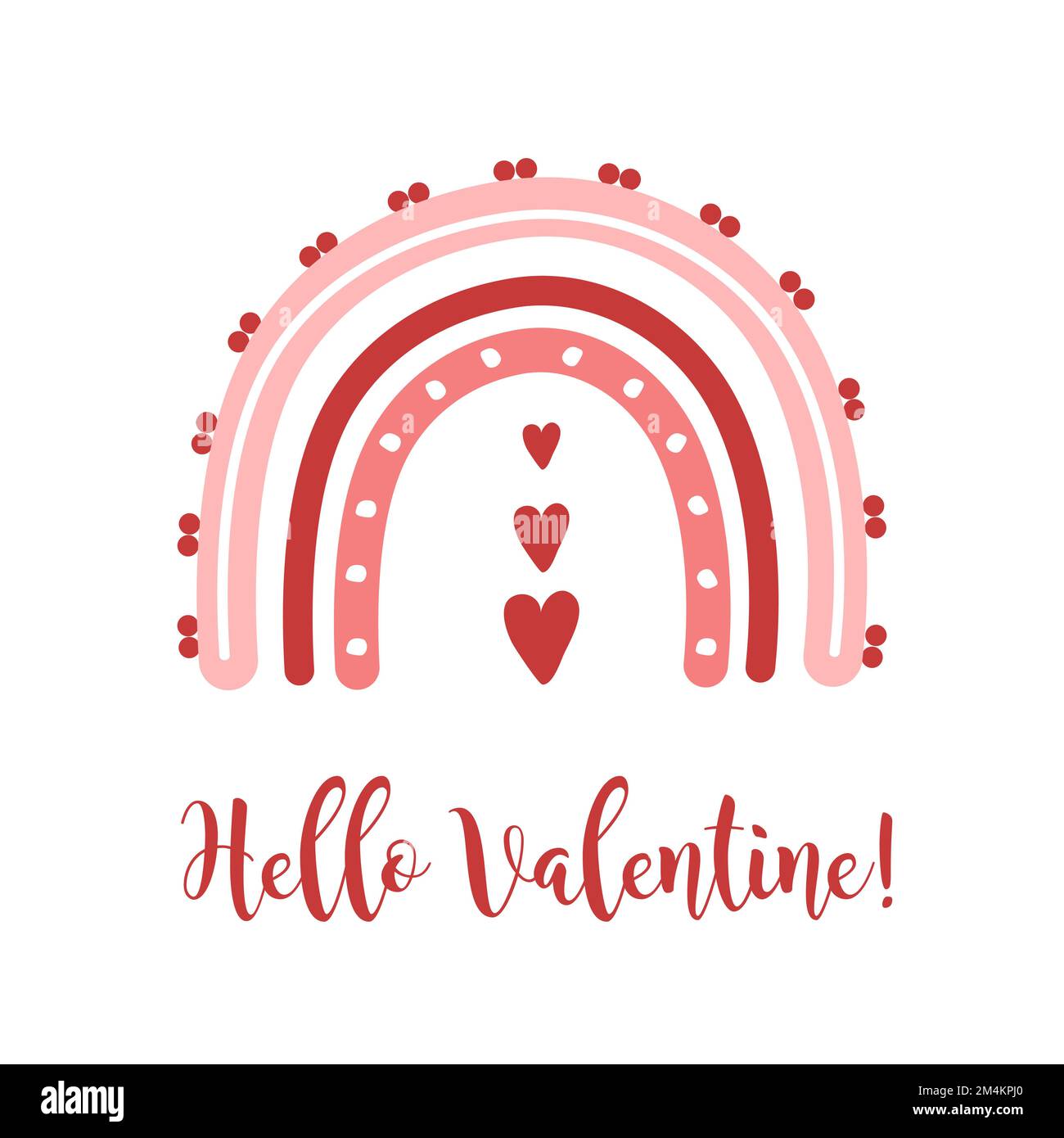 Valentines rainbow with hearts. Romantic element in boho style. Vector ...