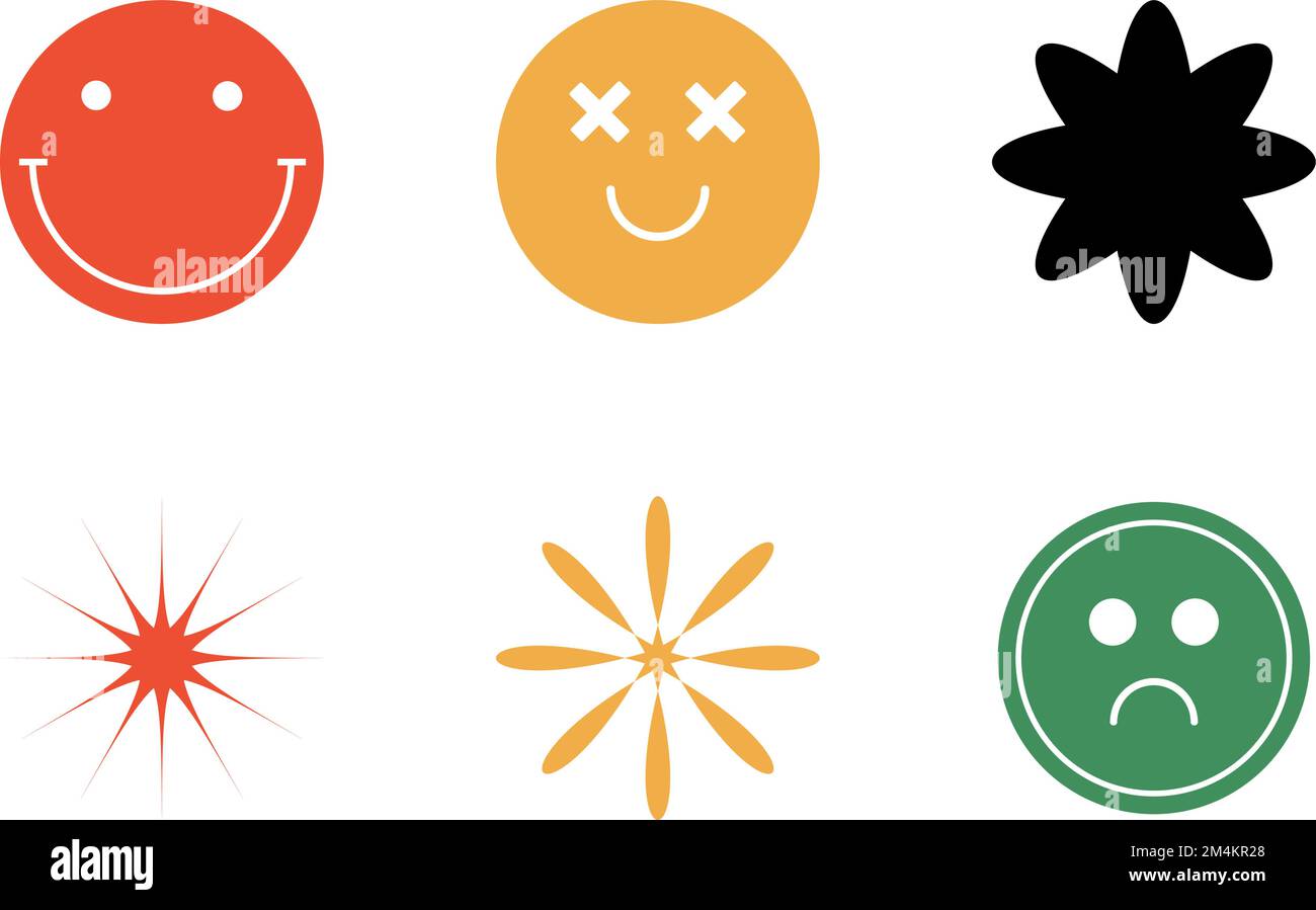 Brutalism shapes. Large set of retro objects for design. Elements for ...