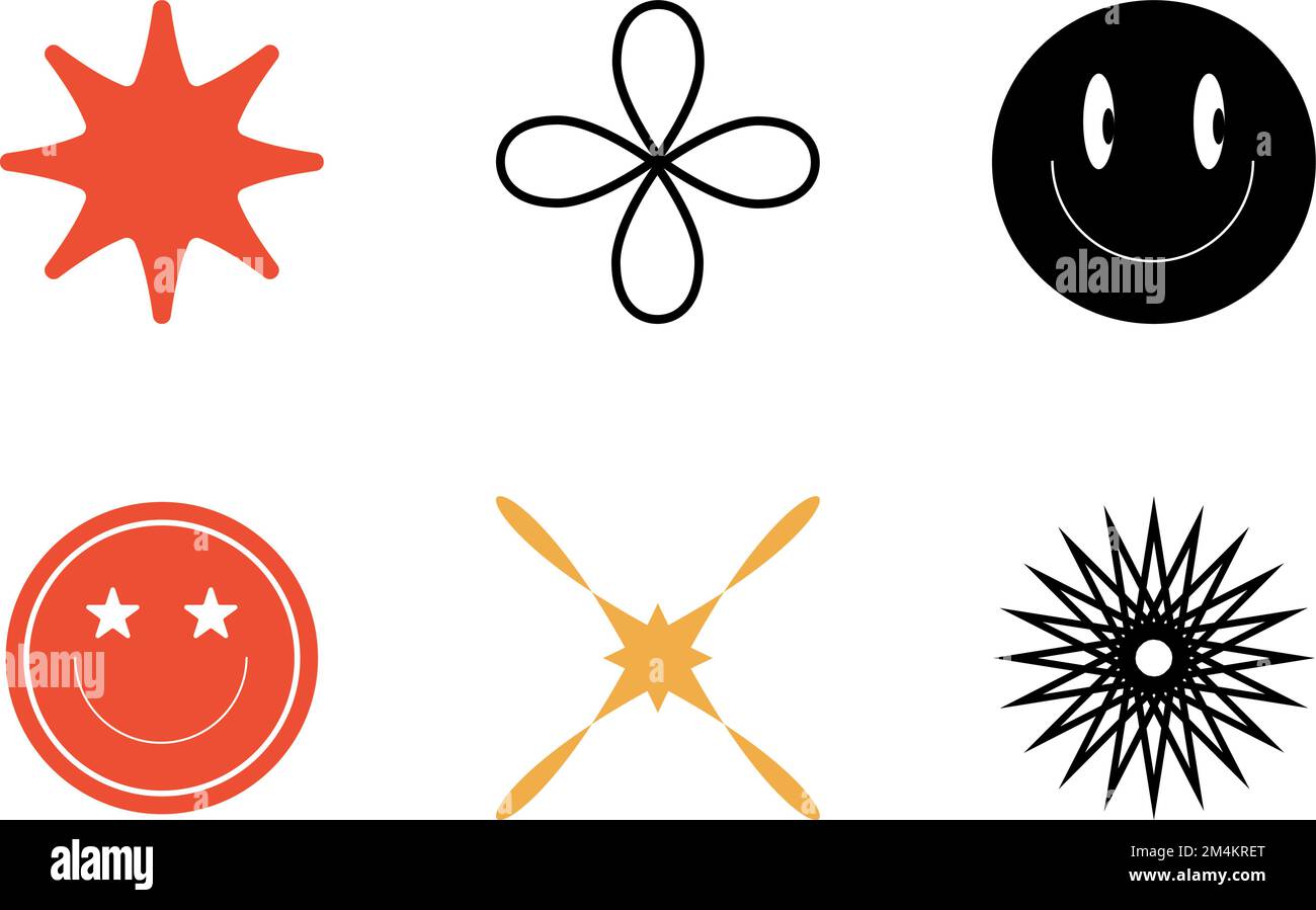 Vector Graphic Assets Set. Trendy geometric postmodern figures. Flat ...