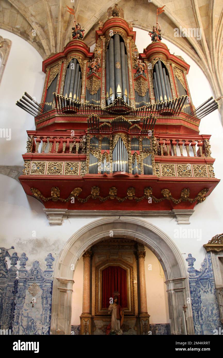 Baroque pipe organ of the 18th century inside the church of Monastery ...