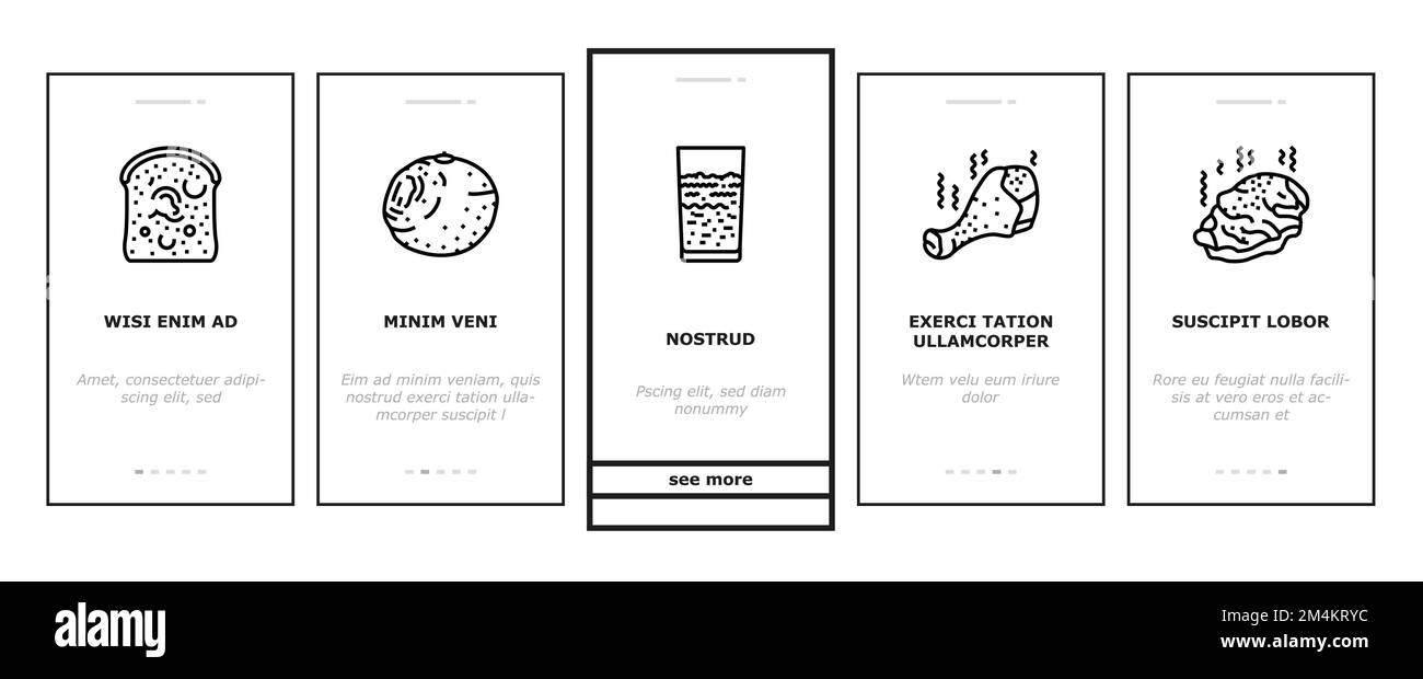 rotten food fruit waste garbage onboarding icons set vector Stock ...