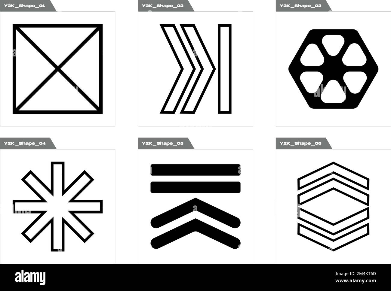 Vector set of Y2K. Retro futuristic graphic ornaments. Flat minimalist icons Stock Vector Image ...