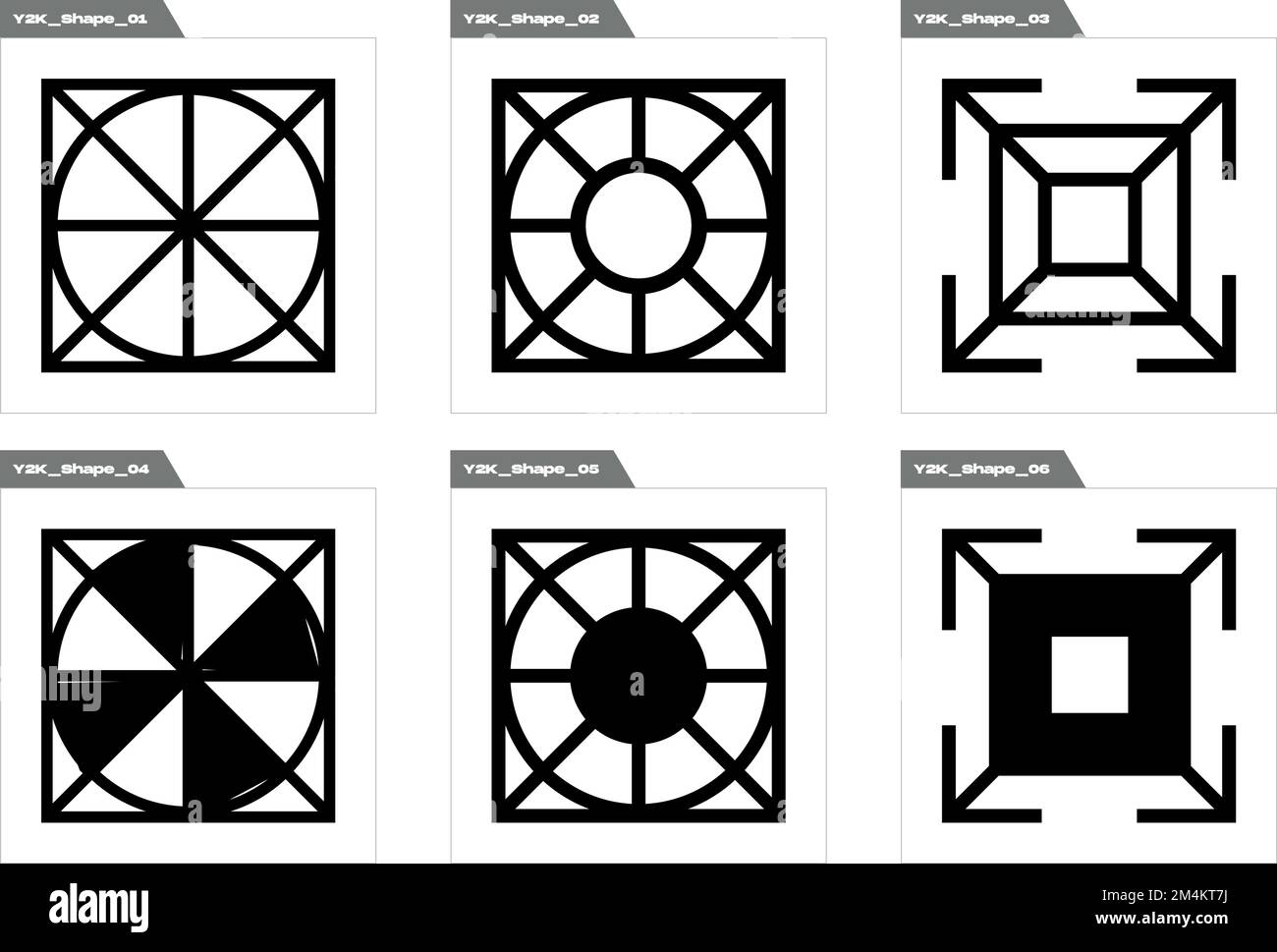 Set of Y2K style vectors of objects. Retro futuristic graphic ornaments. Flat minimalist icons ...
