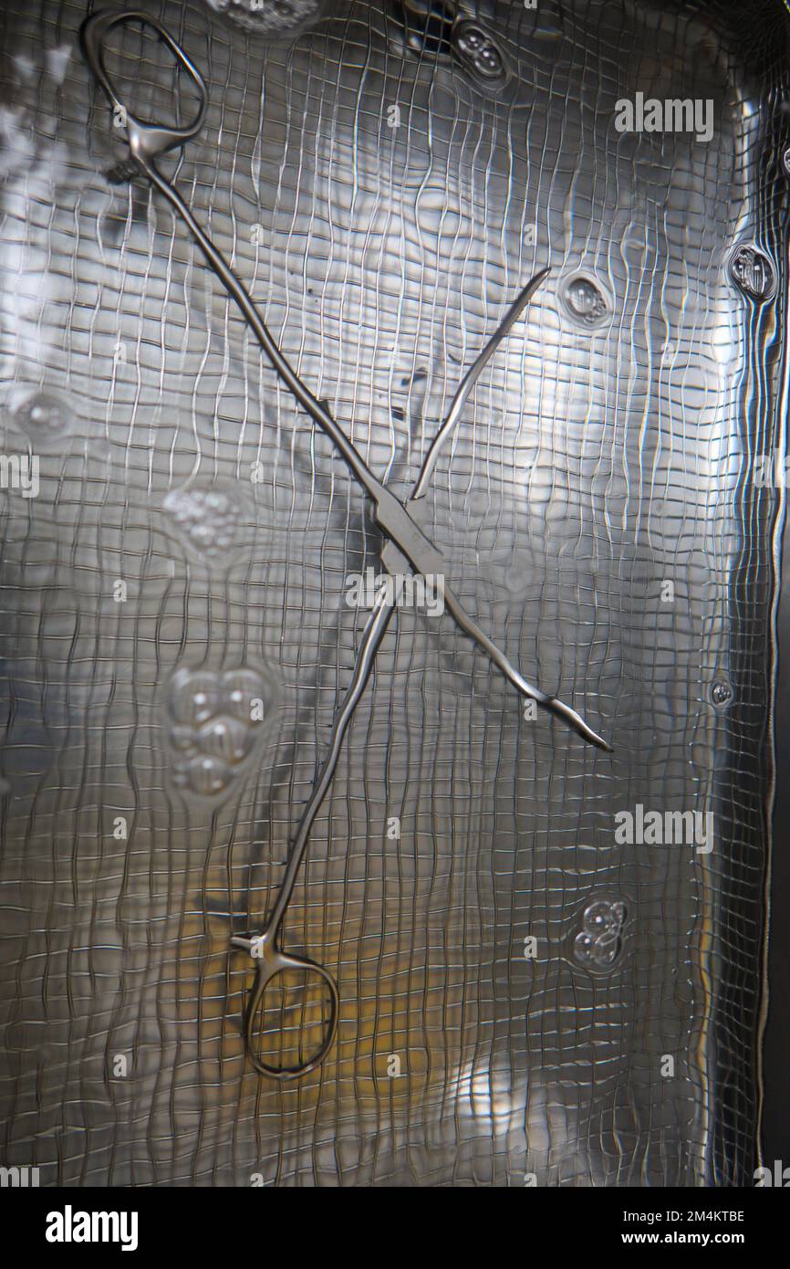 a surgical instrument is placed in an ultrasonic bath Stock Photo - Alamy