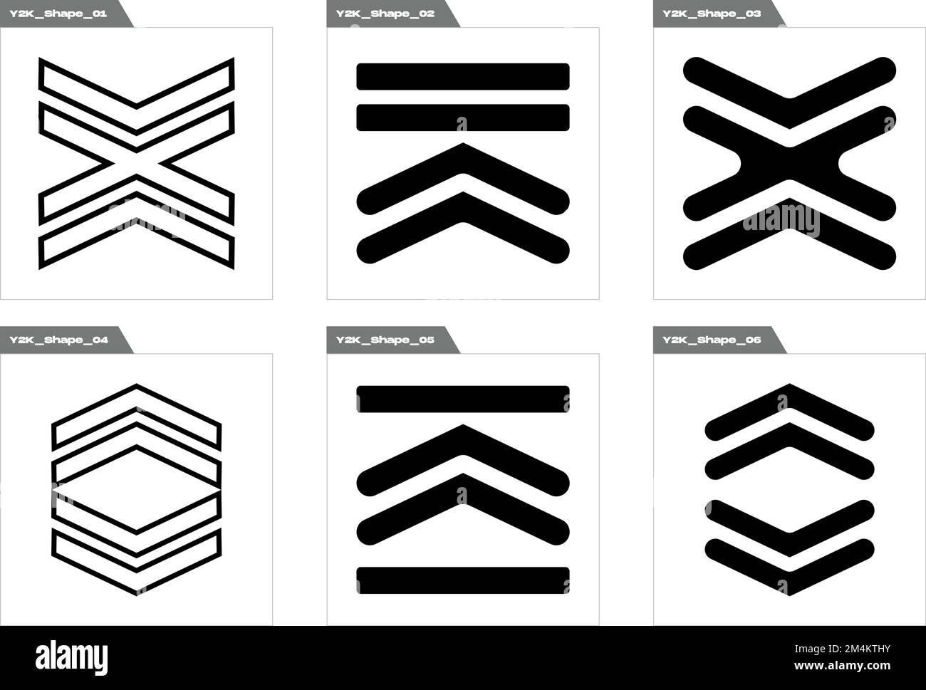 Collection of Y2K elements. Big collection of abstract graphic ...