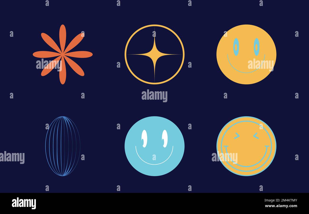 Retro futuristic elements for design. Extraordinary Graphic Assets ...