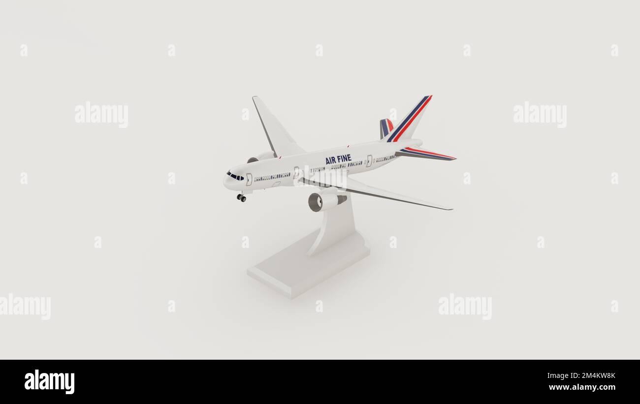 A 3D render of an airplane prototype model isolated on a white ...