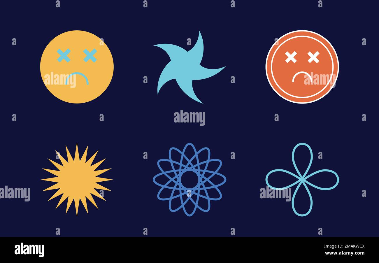 Collection of Y2K elements. Trendy geometric postmodern figures ...