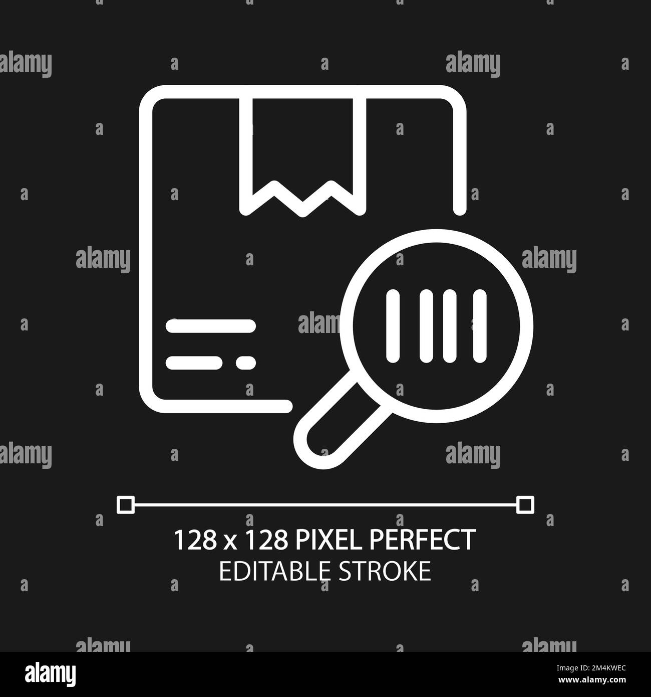 Package barcode tracking pixel perfect white linear icon for dark theme ...