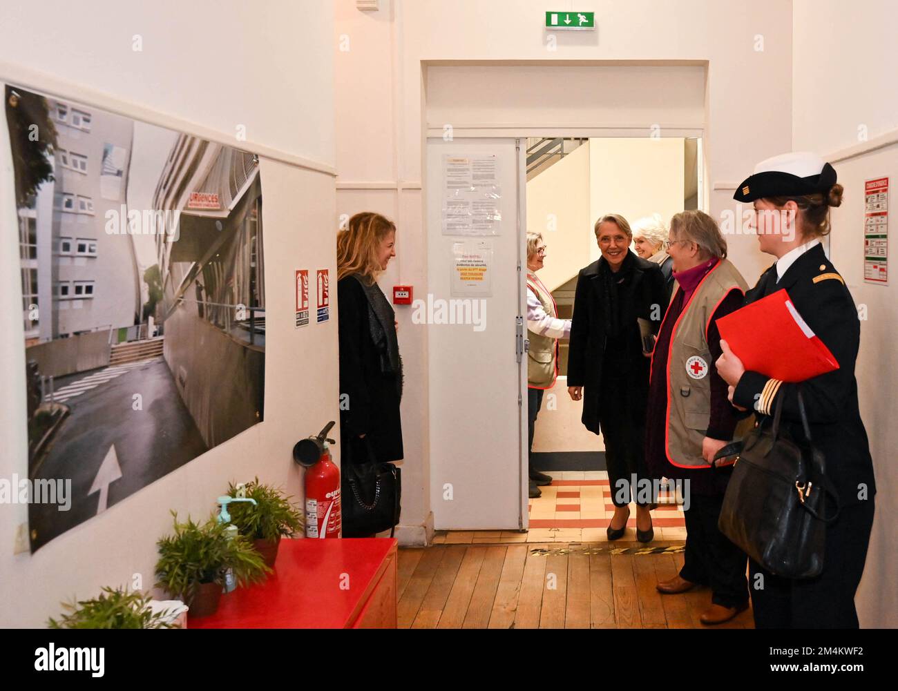 Paris, France on December 21, 2022. Elisabeth Borne, Prime Minister, accompanied by Isabelle ...