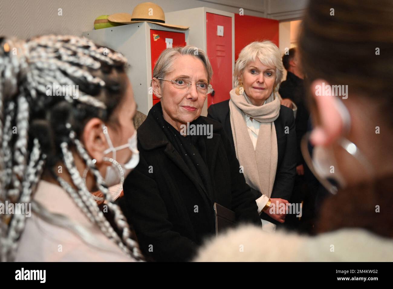 Paris, France on December 21, 2022. Elisabeth Borne, Prime Minister, accompanied by Isabelle ...