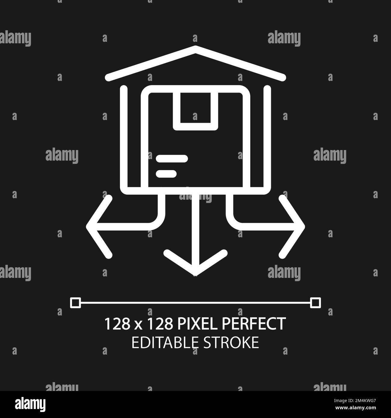 Distribution center pixel perfect white linear icon for dark theme ...