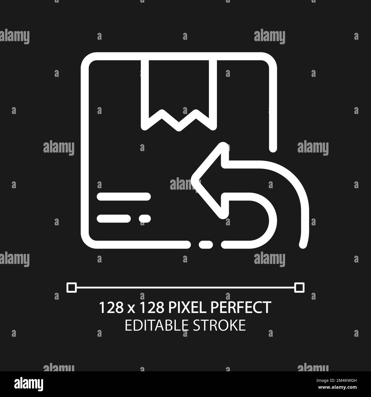 Return parcel pixel perfect white linear icon for dark theme Stock ...