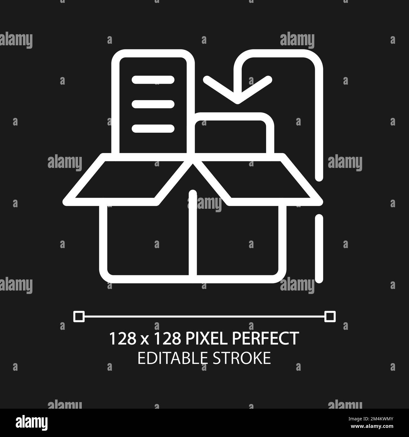 Product packaging pixel perfect white linear icon for dark theme Stock ...