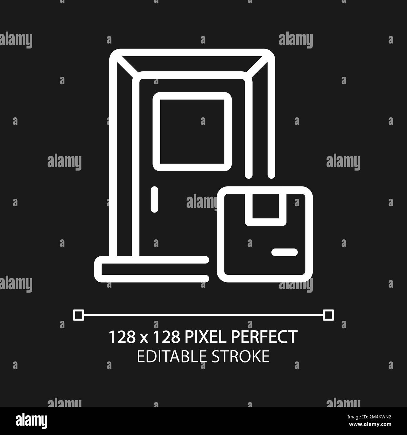 Door to door delivery pixel perfect white linear icon for dark theme ...