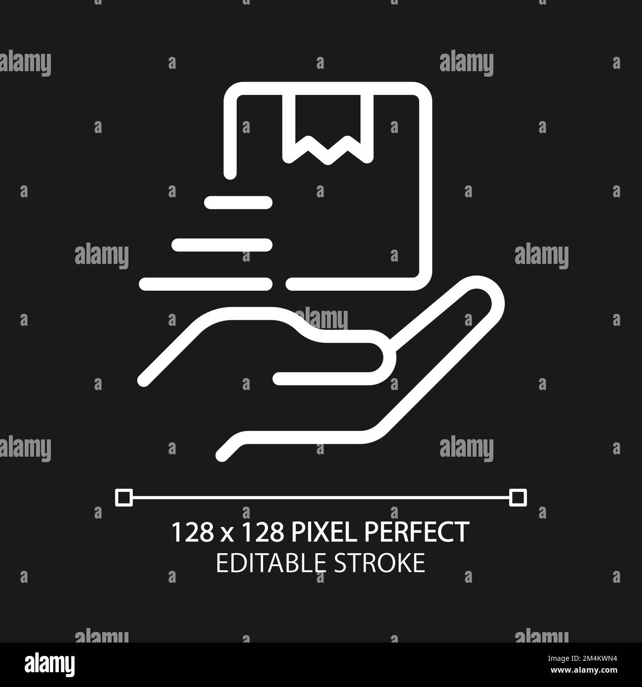 Provide delivery service pixel perfect white linear icon for dark theme ...