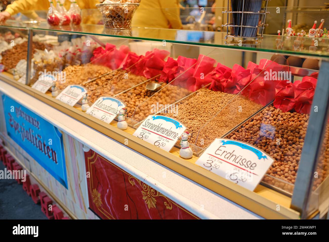 Dortmund, Germany - December 13, 2022: sale of roasted almonds in sugar ...