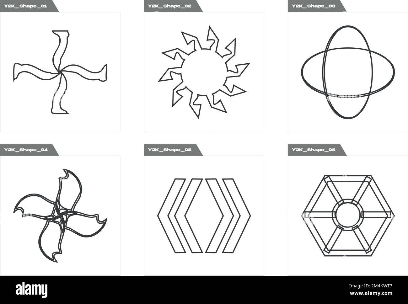 Collection of Y2K elements. Big collection of abstract graphic ...