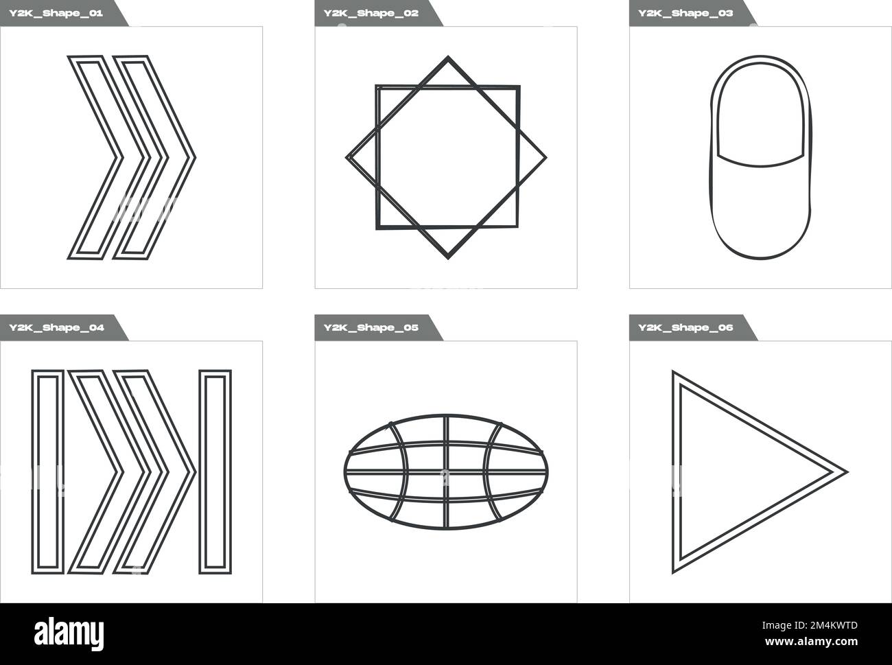 Vector set of Y2K. Retro futuristic graphic ornaments. For modern T-shirts designed Stock Vector ...