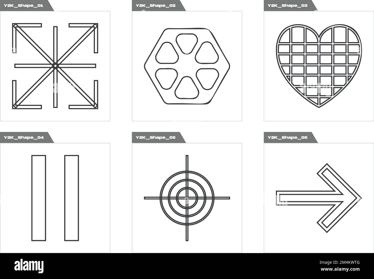 Collection of Y2K elements. Trendy geometric postmodern figures ...