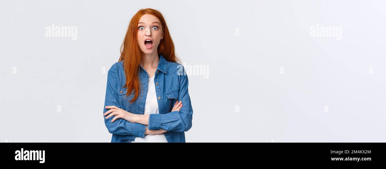 Omg, no way, unbelievable. Impressed and surprised, curious redhead ...