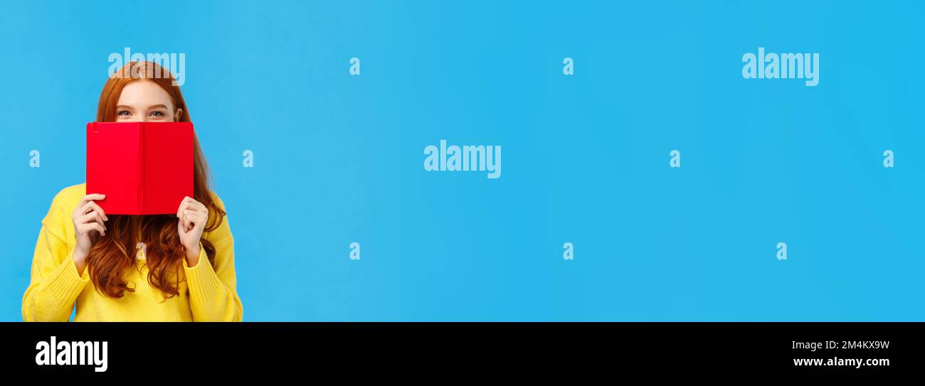 Sassy and creative happy charismatic redhead woman, teenager hiding ...