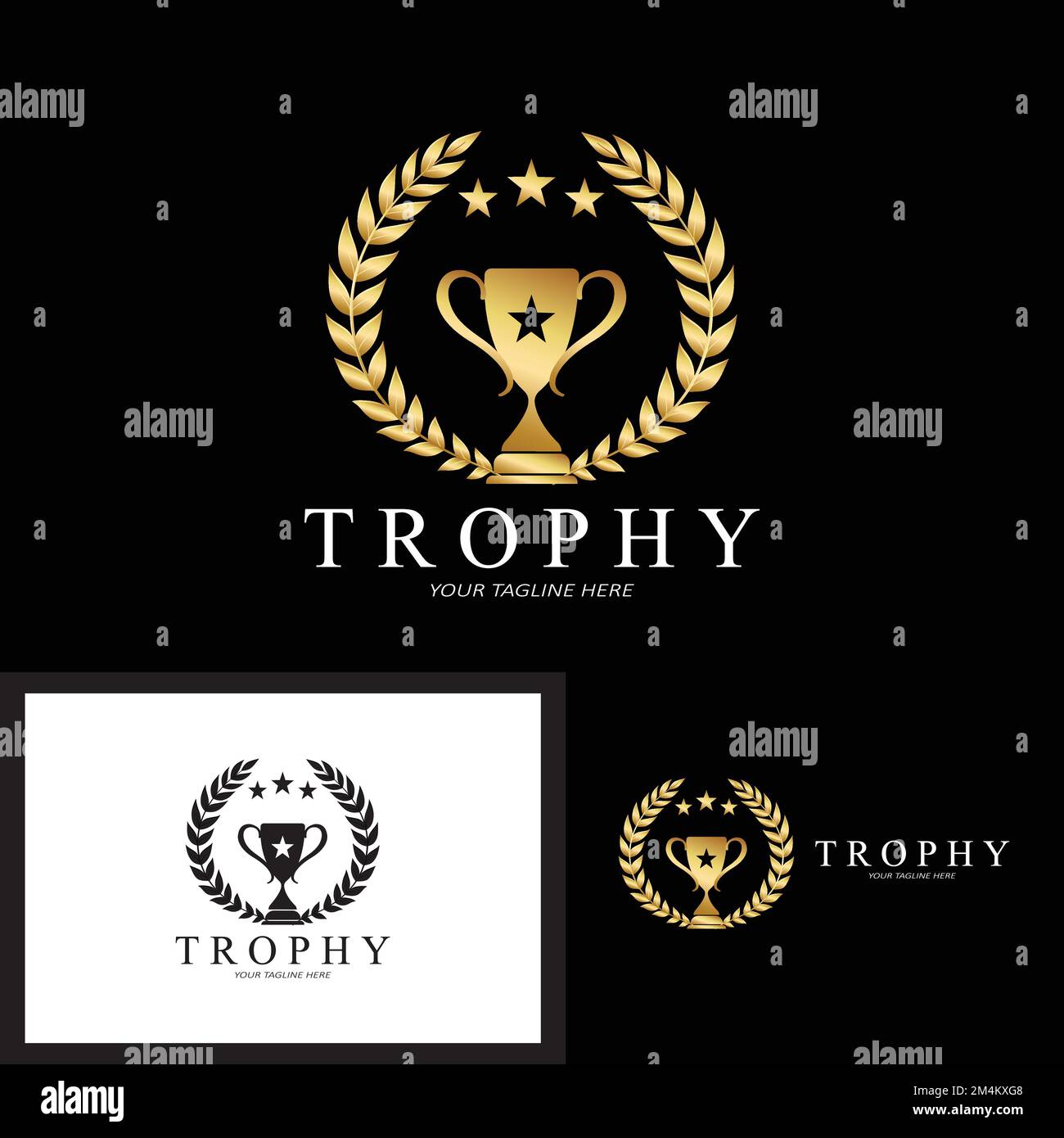 Trophy Logo Design, Award Winner Championship Trophy Vector, Success ...