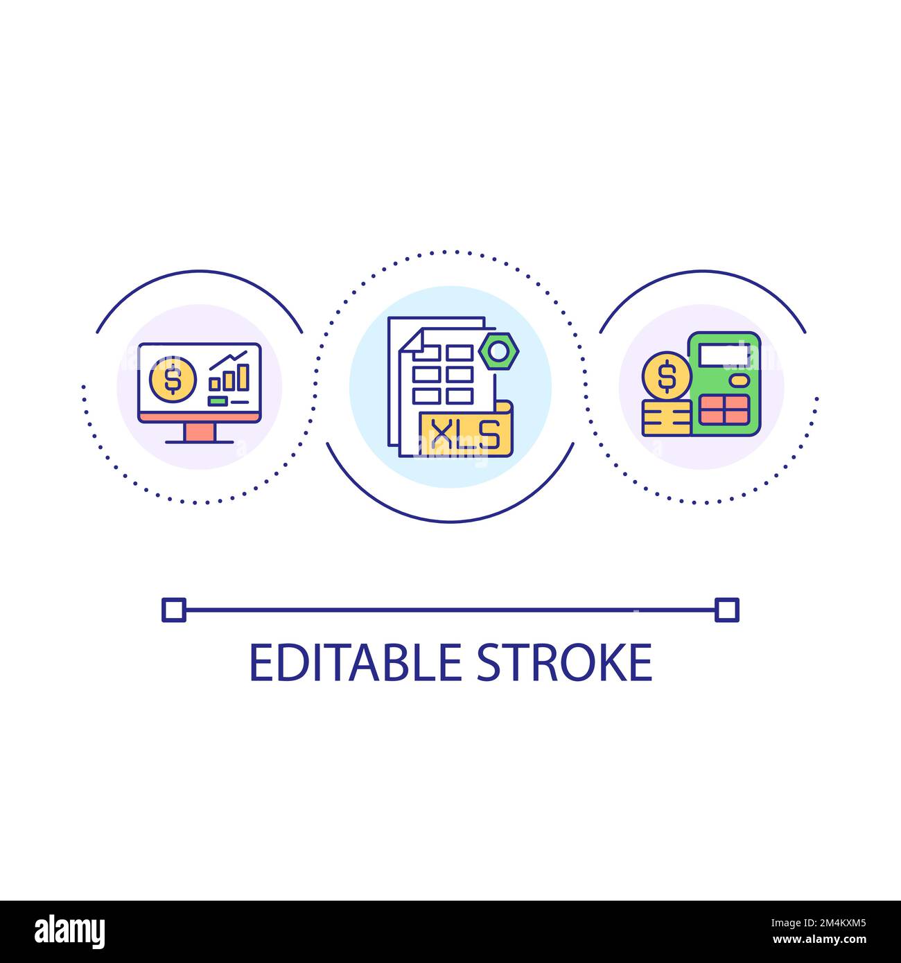Spreadsheet program for finance, budget loop concept icon Stock Vector ...