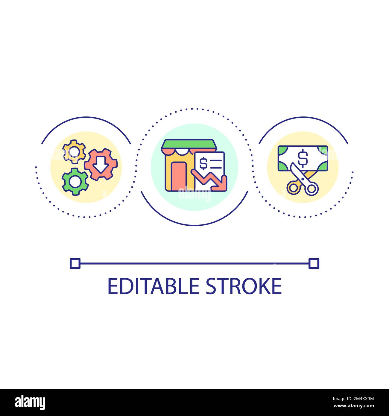 Cutting operating costs in retail loop concept icon Stock Vector Image ...