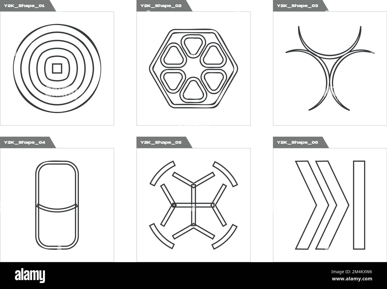 Vector set of Y2K. Rave psychedelic retro futuristic set. Templates for ...