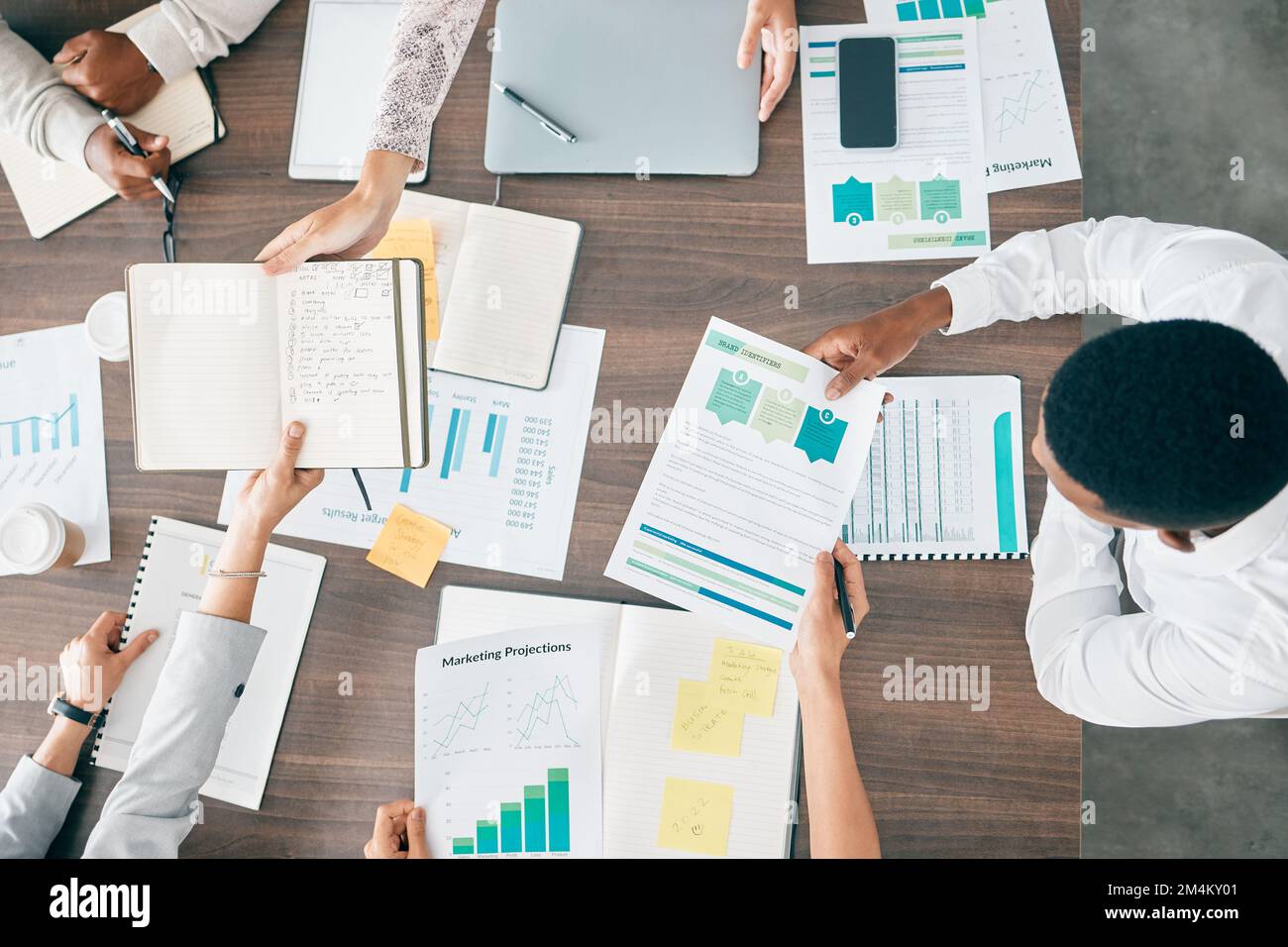 Collaboration, documents and financial with a business team working ...