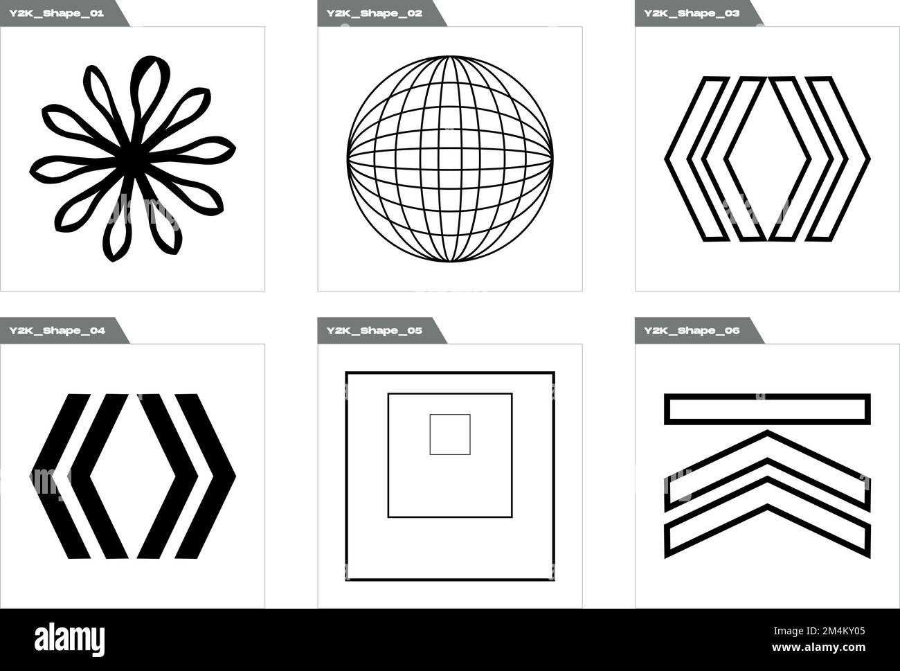 Collection of Y2K elements. Large set of retro objects for design. Modern abstract forms Stock ...