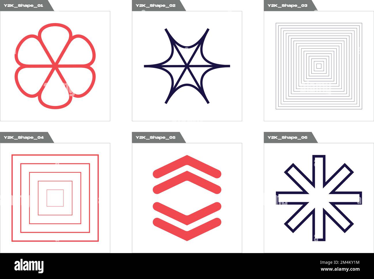 Retro futuristic elements for design. Trendy geometric postmodern ...