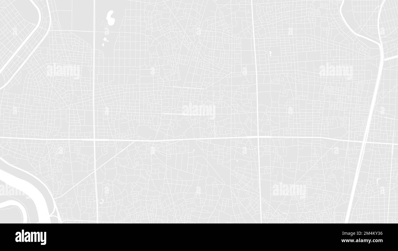 White and light grey Adachi city area vector background map, roads and water illustration ...