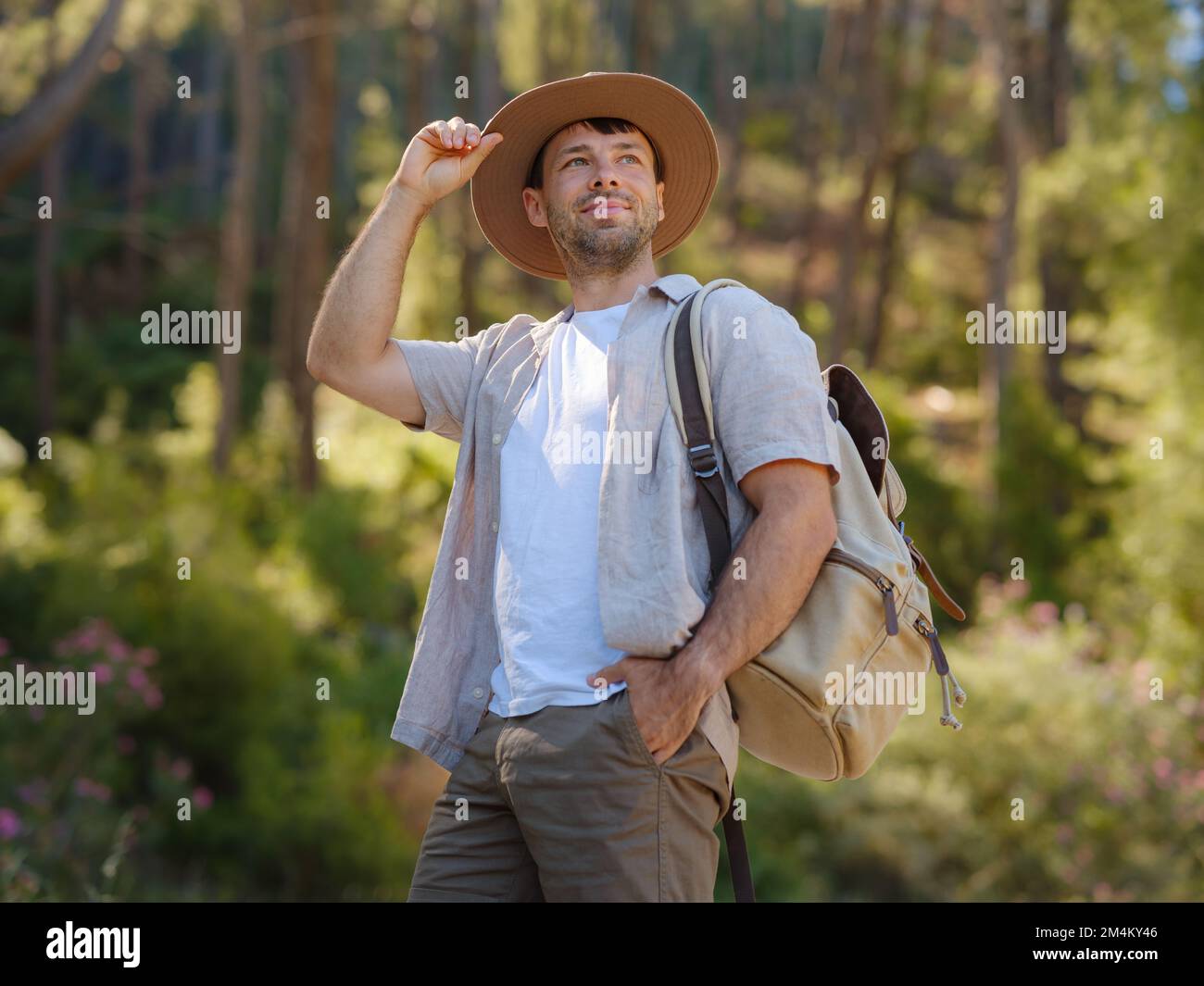 concept of embracing fresh air and engaging in outdoor activities. Man ...