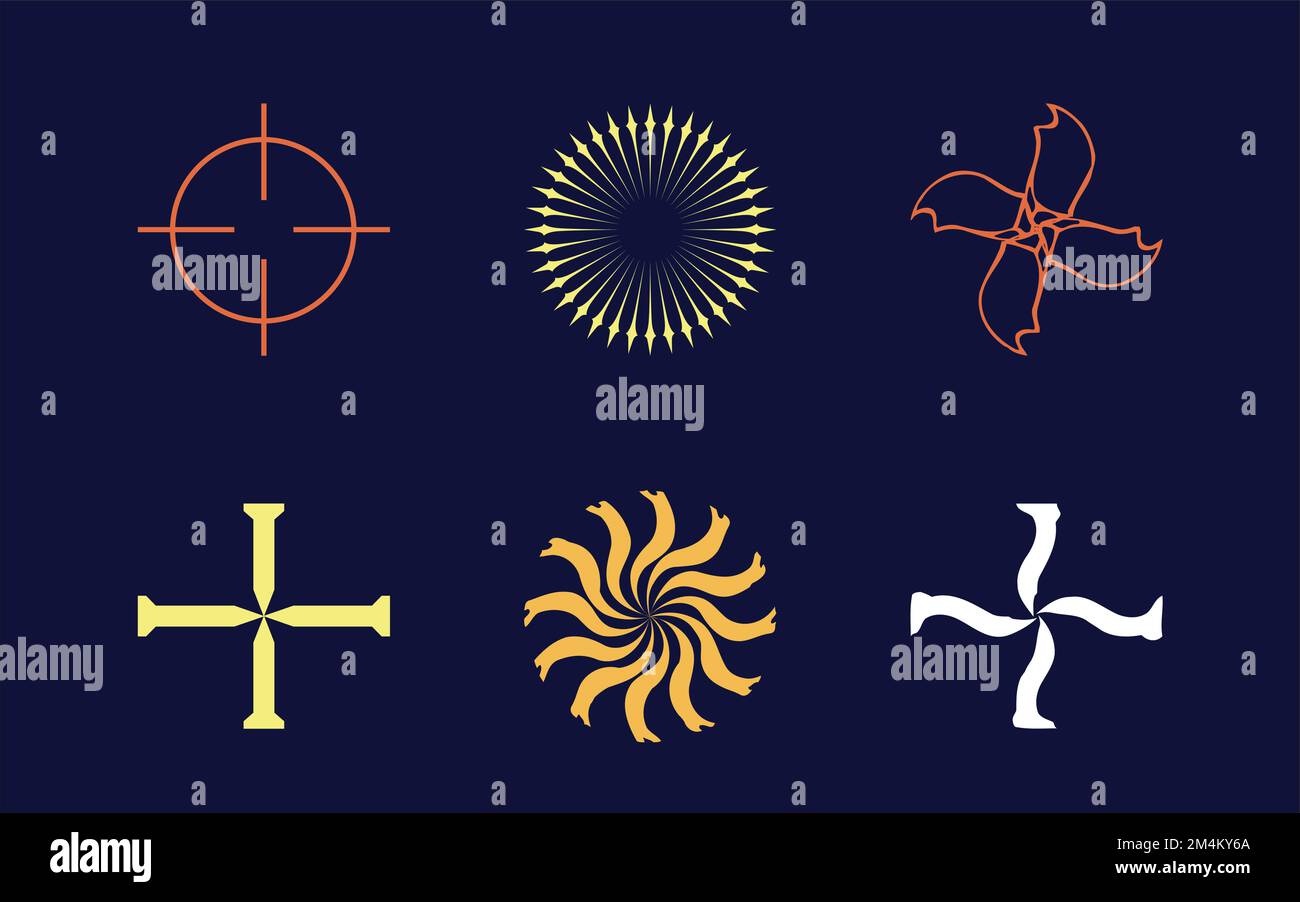 Retro futuristic elements for design. Big collection of abstract ...