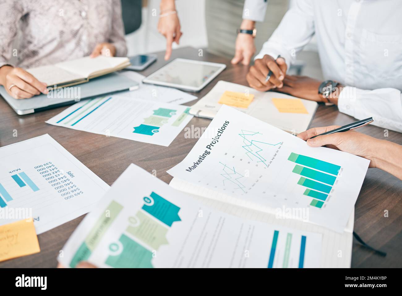 Collaboration, documents and financial with a business team working ...