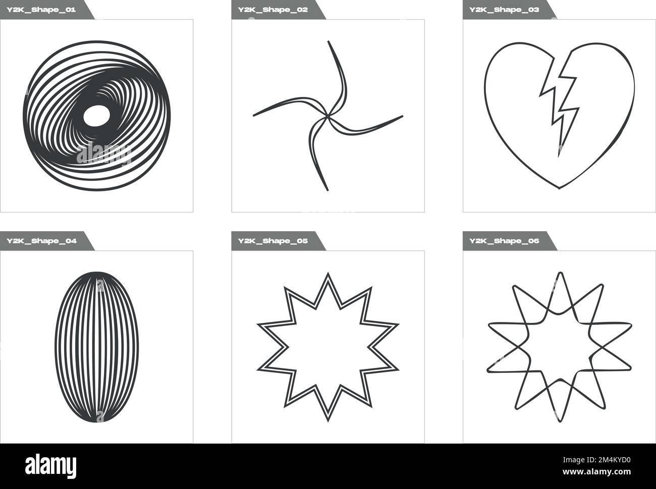 Vector Graphic Assets Set. Rave psychedelic retro futuristic set. For ...