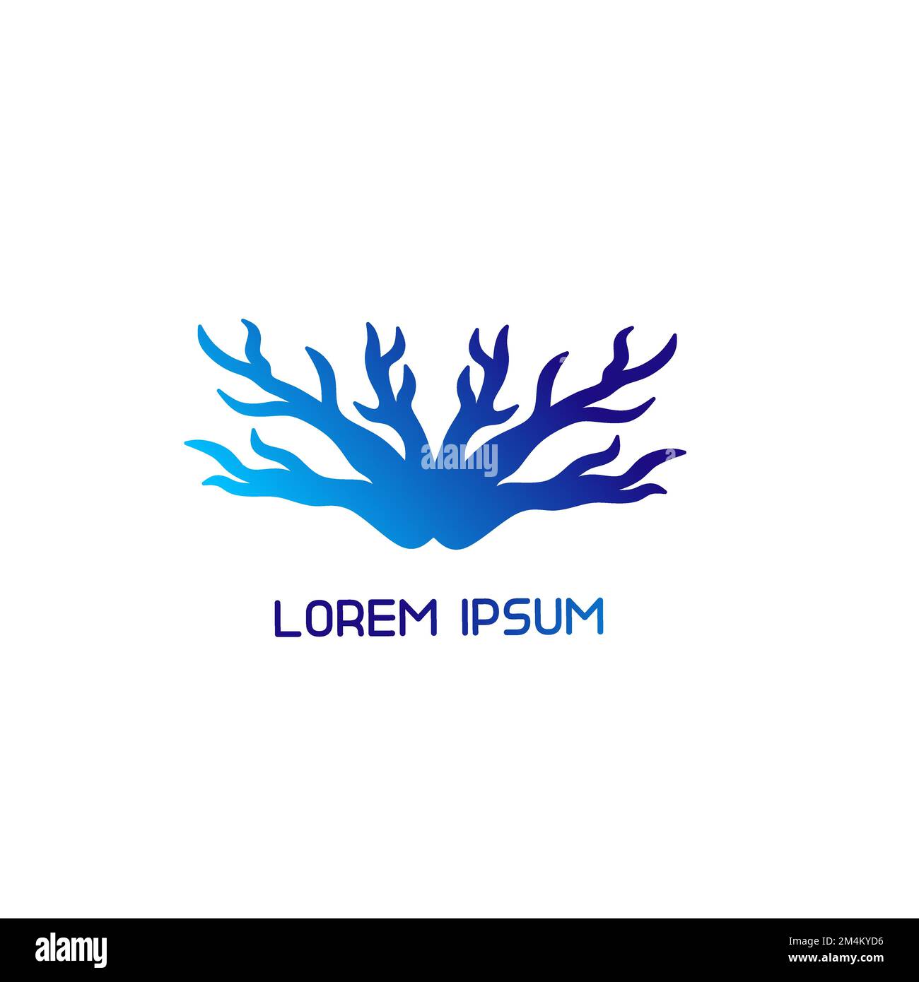 A logo of blue gradient horns with editable text isolated on a white ...