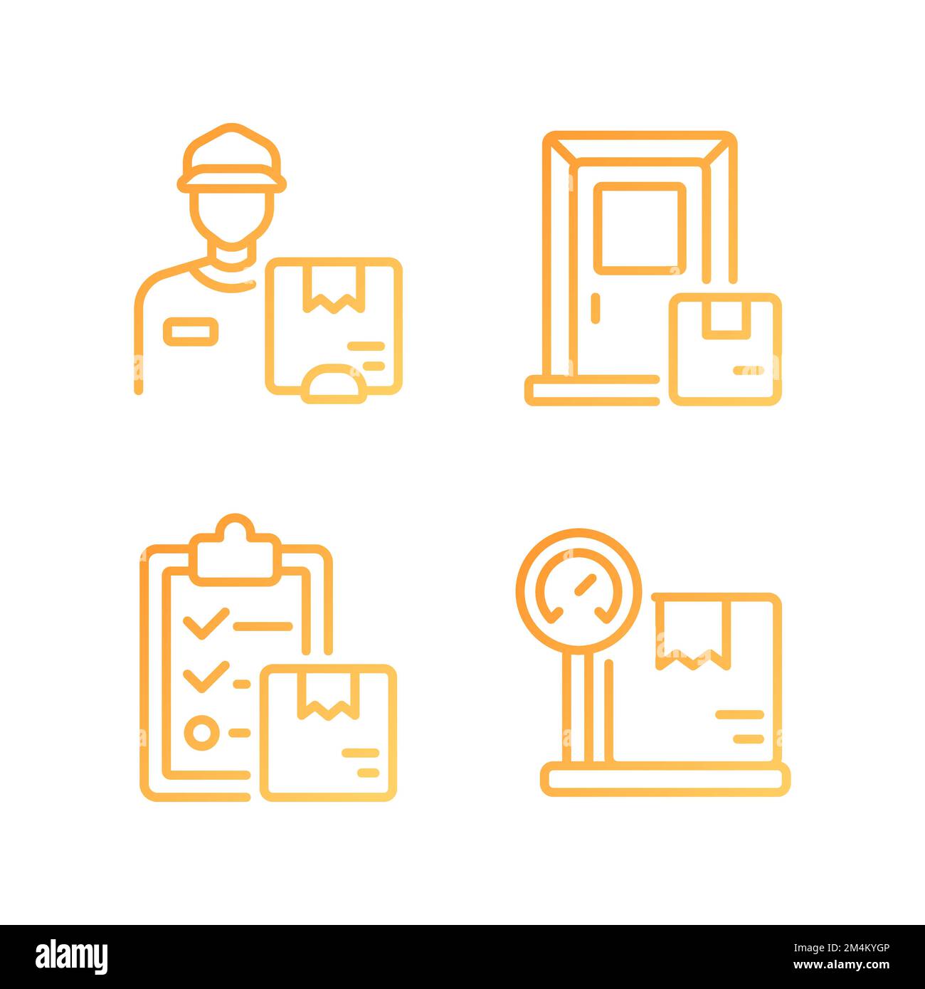 Courier service pixel perfect gradient linear vector icons set Stock ...