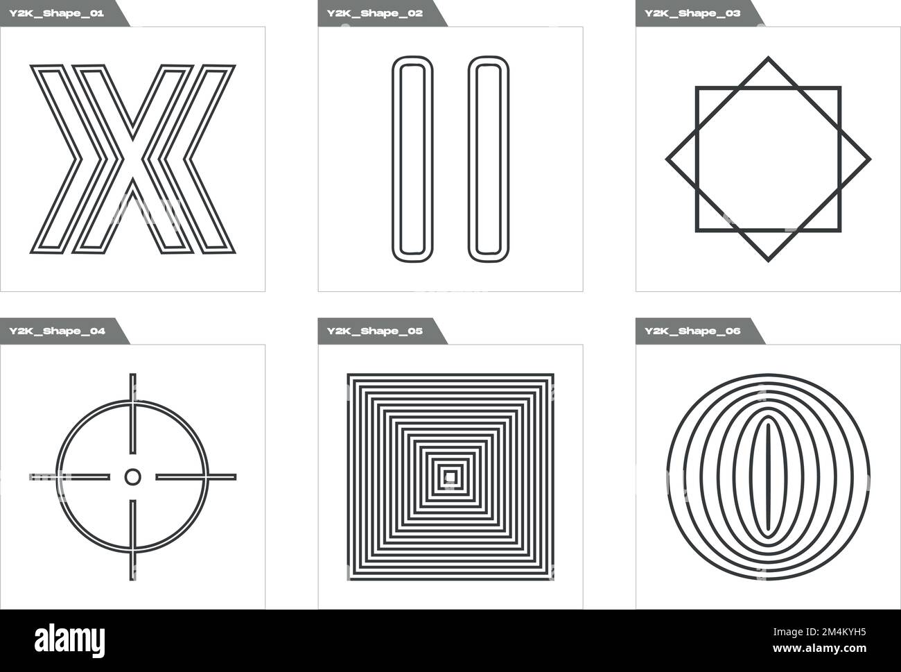 Collection of Y2K elements. Large set of retro objects for design. Objects in y2k style Stock ...