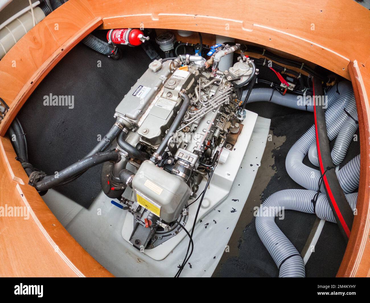 The engine of a sailing catamaran Stock Photo - Alamy