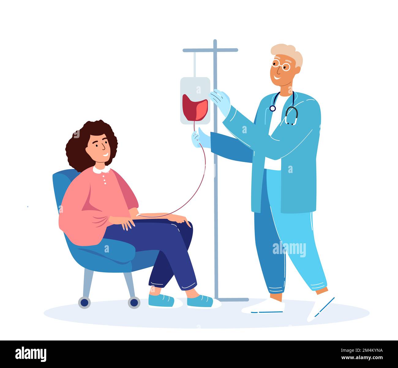 Blood Donation.Female Character Donate Blood for Diseased,Hurt,Injured ...